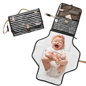 waterproof baby diaper changing pat, extra large 97cmx54cm (38"x24" inch)portable nappy changing pat with storage pockets, foldable cushioned travel change pat for infants home travel outdoor