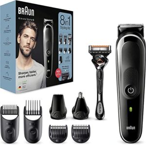 braun 8-in-1 beard & face trimmer/hair clipper with gillette fusion 5 proglide razor - mgk5260