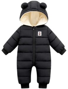 ohrwurm hooded puffer jumpsuit for baby boys girls long sleeve winter romper warm snowsuit coat down jacket 0-6 months black