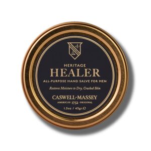 caswell-massey healer all-purpose salve, soothing hand cream with beeswax & orange, cedarwood & rosewood oils, for hands, cuticles & lips, 1.5 oz