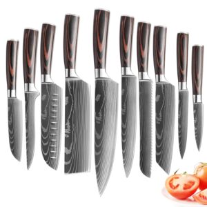 xituo kitchen chef knife set,10 piece high carbon stainless steel knives pakkawood handle, ultra sharp cooking knife & gift box (10pcs chef knife set)