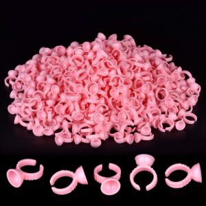 mekk glue rings glue rings for eyelash extensions 300pcs pink lash extension supplies eyelash glue rings disposable pigment rings for eyelash extension nail art