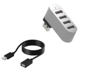 sabrent premium 4 port aluminum mini usb 2.0 hub + 22awg 6 feet usb 2.0 extension cable