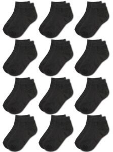 12 pairs newborn infant toddler socks for baby boy girl cotton stretch crew 0-24 months black