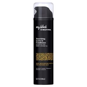 my black is beautiful nourishing leave-in conditioning cream, for curly and coily hair with coconut oil, honey, and tumeric, 6.3 fl oz