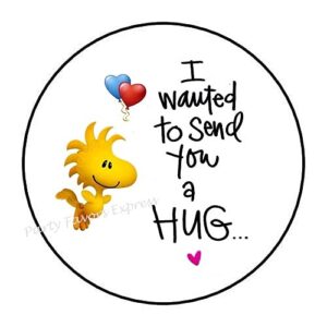 woodstock sending you a hug envelope seals labels 1.5" stickers (180)