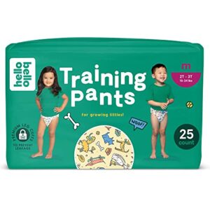 hello bello premium training pants size 2t-3t i 25 count of disposeable, gender neutral, eco-friendly, and potty training underwear with snug and comfort fit for toddlers on the move i li'l barkers