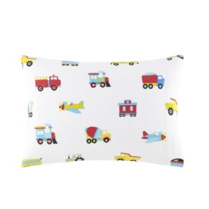 wildkin kids 100% cotton flannel toddler pillow case for boys & girls, measures 19 x 13.5 inches pillowcase for kids, soft & breathable fabric pillowcases (trains, planes & trucks)