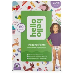 hello bello premium training pants, size 4t-5t (38 lbs) in sugar rush and tea time designs, 69 count