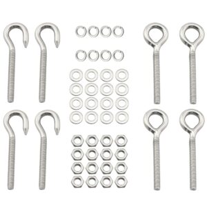 pscco 8pcs stainless steel welded closed screw ring eye bolts hook rod eye screw bolts and bolts hook with nuts and washers