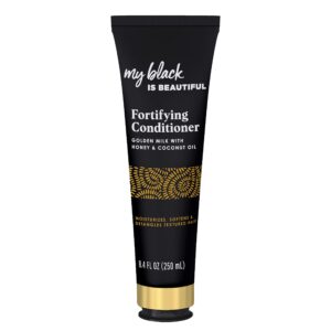 my black is beautiful golden milk fortifying conditioner, 8.4 fl oz — sulfate free, moisturizing conditioner for curly and coily hair with coconut oil, honey, and turmeric