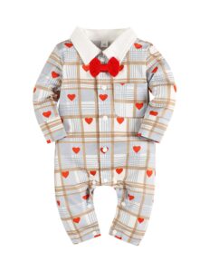 bilison baby boy valentines day outfit gentleman bowtie tuxedo suit one piece romper jumpsuit overall clothes set