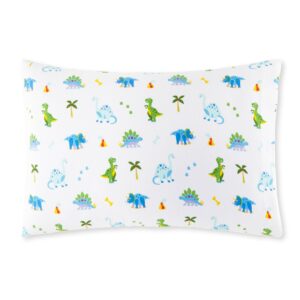 wildkin kids 100% cotton flannel pillow case for boys & girls, soft & breathable fabric kids pillowcase, measures 20 x 30 inches, fits standard size pillow (dinosaur land)