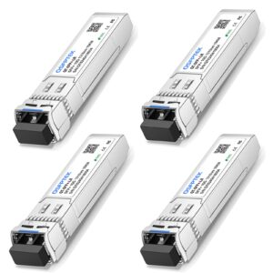 qsfptek 4packs 10gbase-lr transceiver, 10g sfp+ patch module, 1310nm, 10km, ddm lc, 10gbe ethernet mini-gbic for cisco sfp-10g-lr, ubiquiti uf-sm-10g, mikrotik, netgear, qnap nas, d-link