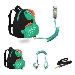 jianbao dinosaur toddler backpacks with leashes anti lost wrist link for 3 to 5 years kids girls boys safety (dinosaur, black)