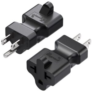 [2pack] four-in-one 4-in-1 15 amp household ac plug to 20 amp t blade adapter,5-15p to 5-20r,5-15p to 6-15r,5-15p to 6-20r, 4 in 1 ac power adapter,15a 125v to 20a 250v adapter