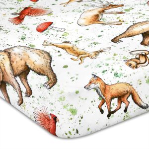 woodland animals design crib sheet | jersey knit cotton | forest creatures