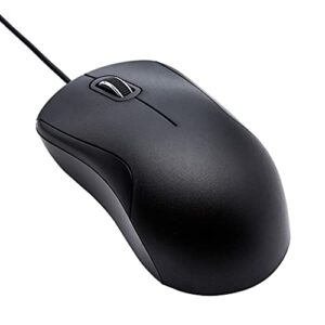 amazon basics 3-button usb wired mouse - standard, black