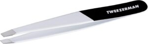 tweezerman stainless steel slant tweezer - eyebrow tweezers for women and men (midnight strike)