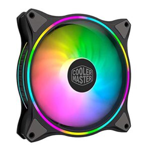 cooler master masterfan mf140 halo duo-ring addressable rgb lighting 140mm fan, absorbing rubber pads, pwm static pressure for 5v 3-pin argb,not work with 4-pin rgb or rgb+12v (gen-2 mf140 halo)