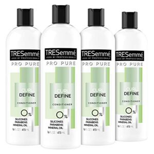 tresemmé pro pure conditioner silicone-free for curly hair pro pure curl define 0% silicones, parabens, and mineral oils and dyes, 16 fl oz (pack of 4)