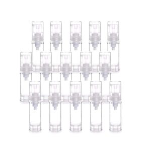 15 pcs clear airless lotion pump bottles empty cream vacuum bottles cosmetic containers travel press pump bottles for foundations,serums,and more (5ml)