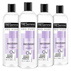 tresemmé pro pure shampoo for damaged hair damage recovery sulfate, paraben and dye free, 16 fl oz (pack of 4)