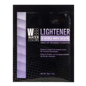 watercolors lightener, hair bleach conditioning lightening, 8 levels lift, incredible condition water colors hair dye maintenance wash (lightener - 1 oz packette (single use))