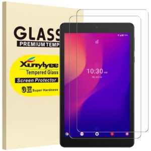 xunylyee [2 pack screen protector for alcatel joy tab 2, easy installation tempered glass for alcatel joy tab kids 2 (8.0 inch)