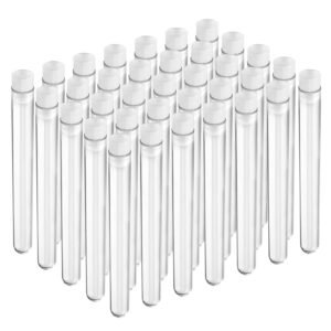 temedon 50pcs test tubes, 16x150mm(25ml) plastic test tubes with caps for lash wands, candy storage, scientific experiments, plant propagation