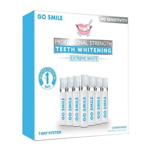 go smile extreme white professional teeth whitening 7 day morning & night system - dentist recommended & clinically proven to whiten in 7 days with no sensitivity, 14 single use whitener applicators