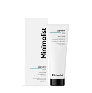 minimalist sensitive skin face moisturizer | soothes rosacea, redness & irritated skin | with 3% sepicalm for acne prone skin | for women & men | 1.7 oz / 50 gm