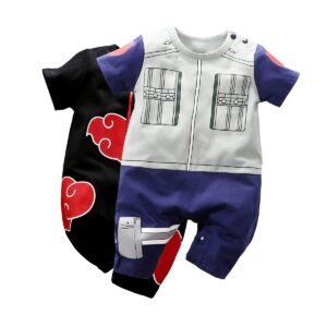 iurnxb 2-pack baby rompers boys girls cute newborn toddler cotton infant onesie cartoon cosplay baby clothes black/gray