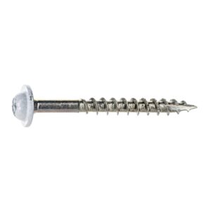 #9 x 1-3/4" saberdrive white cabinet screws 1 lb, approx. 123 pieces, durable wood screws, serrated thread for secure fastening, avoid cam out