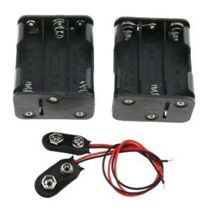 e-outstanding aa battery holder 2set 6x1.5v aa black thicken battery holder case box with i type wired battery clip standard snap connector