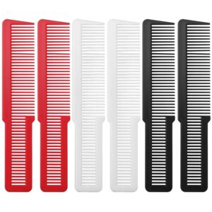 6 pieces hair cutting comb for women, professional barber combs set all purpose clipper comb hairstylist hair comb for men stylists home salon (black, white and red)