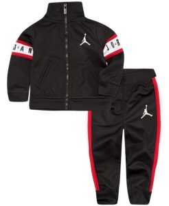 jordan boy`s jacket tracksuit & pants 2 piece set (black(655639-023)/white, 12 months)