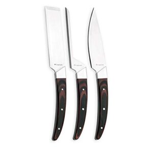 legnoart caseus 3-piece cheese knife set with dark wood brown handle