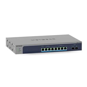 netgear 10-port ultra60 poe 10g multi-gigabit ethernet smart switch (ms510txup) - managed, with 8 x poe++ @ 295w, 2 x 10g sfp+, optional insight cloud management, desktop or rackmount