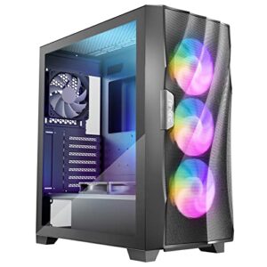 antec df700, mid tower computer case, atx gaming case, usb3.0 x 2, 360 mm radiator support, 3 x 120 mm argb, 1 x 120 mm reverse & 1 x 120 mm fans included