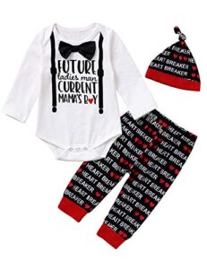 birthday shark baby boy valentine's day outfit boy first valentine's day clothes infant heart breaker outfit (white,3-6 months)