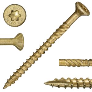 #9 x 2-1/2" saberdrive tan xl1500 coated exterior star drive multi-purpose deck screws 1 lb, approx. 88 pieces