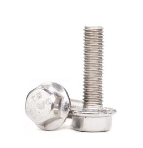 10pcs m8-1.25 x 20mm flanged hex head bolts flange hexagon screws, stainless steel 18-8 (304), plain finish