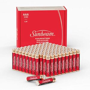 sunbeam 16725 100 pack aaa high-performance alkaline batteries, easy to open value pack