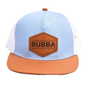 knuckleheads little threads toddler boy outfit/snap back/baseball hat - baby bubba trucker cap - infant newborn youth flat brim patch sun hat (m 2-5 years, bubba blue)