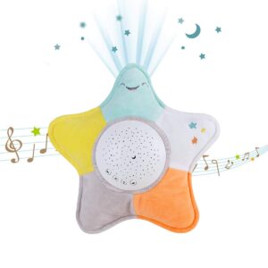 baby sleep soother, soothing sound machine soft star style with projector＆light music, sleep toys gift for newborn baby, woodland baby shower for 0+ boys or girls