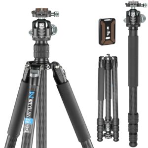 professional heavy duty carbon fiber tripod, artcise 72.6'' camera tripod monopod, 10-layer carbon fibre tube, 32.5mm leg with panorama 44mm tripod ball head for canon sony dslr slr digital camcorder