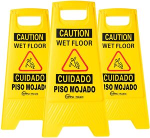 simpli-magic wet floor caution signs, premium, yellow, 3 pack