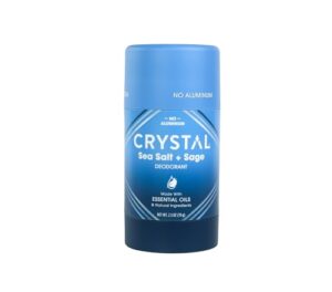 crystal magnesium solid stick natural deodorant, non-irritating aluminum free deodorant for men or women, safely and effectively fights odor, baking soda free, sea salt + sage, 2.5 oz