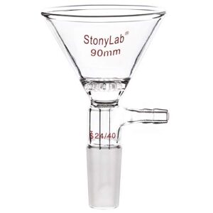 stonylab borosilicate glass filter funnel with 90mm top outer dimension, 24/40 inner joint glass filtering funnels